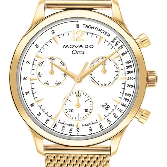 Movado | Accessories | Movado Circa Gold And White Mens Watch | Poshmark